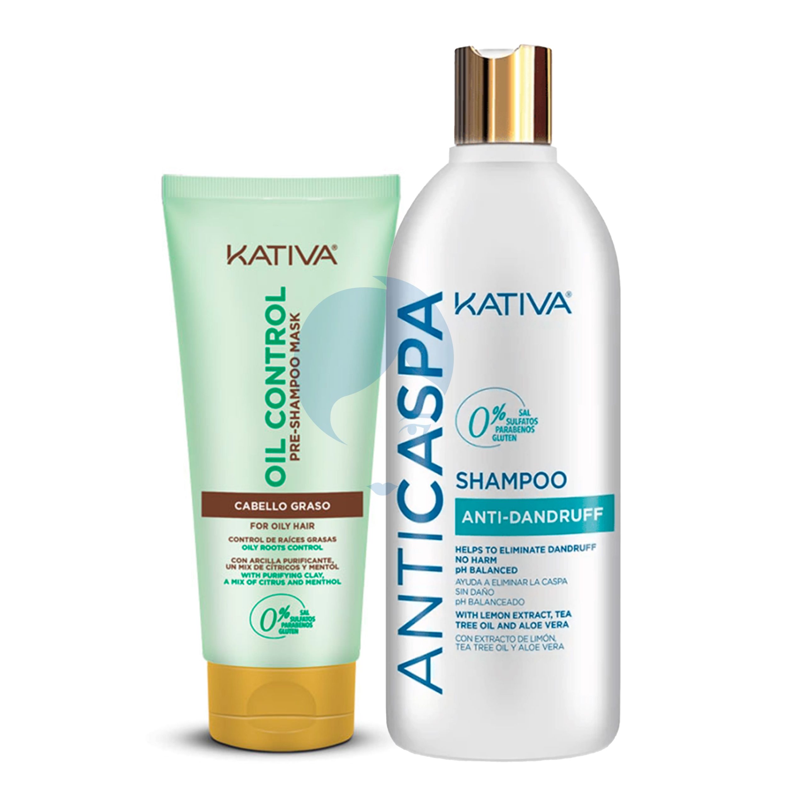 KATIVA KIT ANTICASPA SHAMPOO X 500ML + PRE-SHAMPOO MASK OIL CONTROL X ...